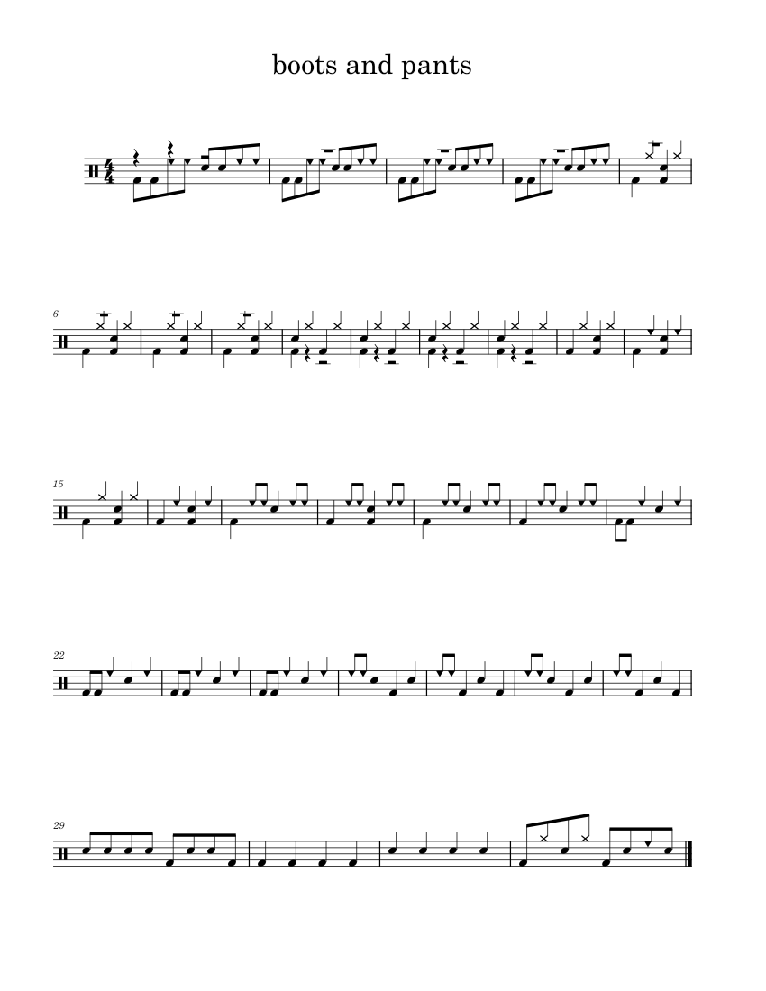 boots and pants Sheet music for Drum group (Solo) | Musescore.com