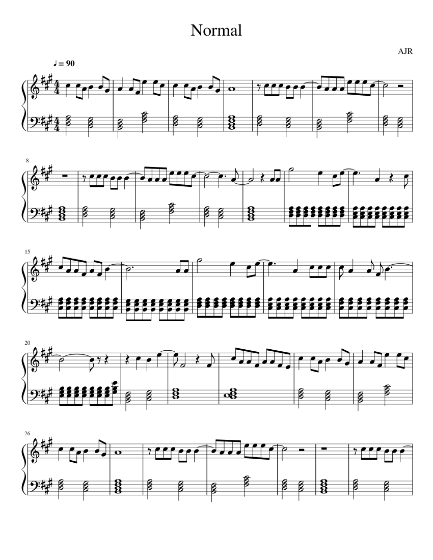 Normal - AJR Sheet Music for Piano (Solo) easy | MuseScore.com