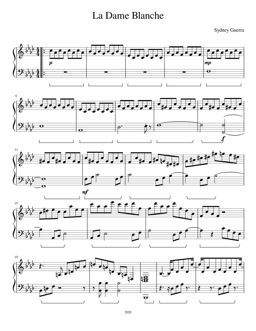La Dame Blanche Sheet music for Piano (Solo) | Musescore.com