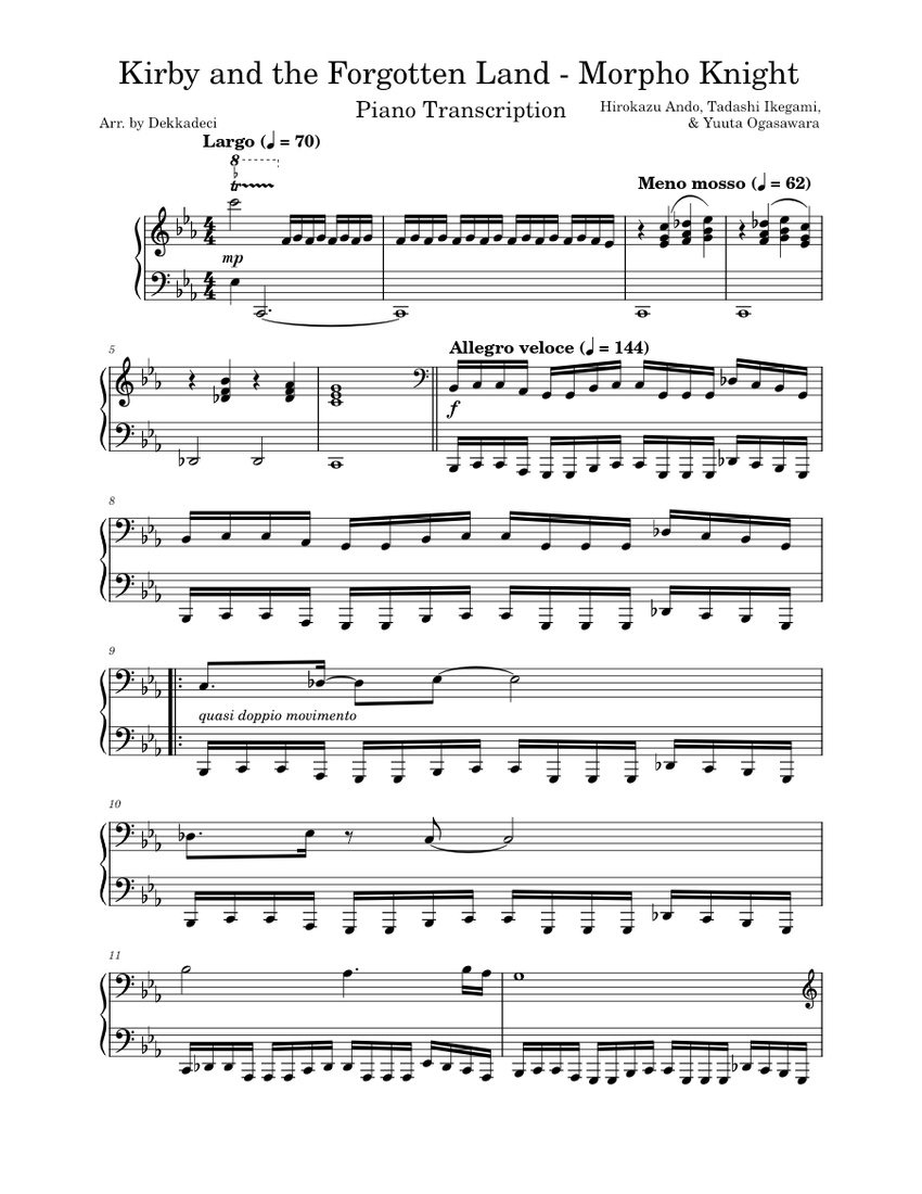 Kirby and the Forgotten Land - Morpho Knight (Piano Transcription ...