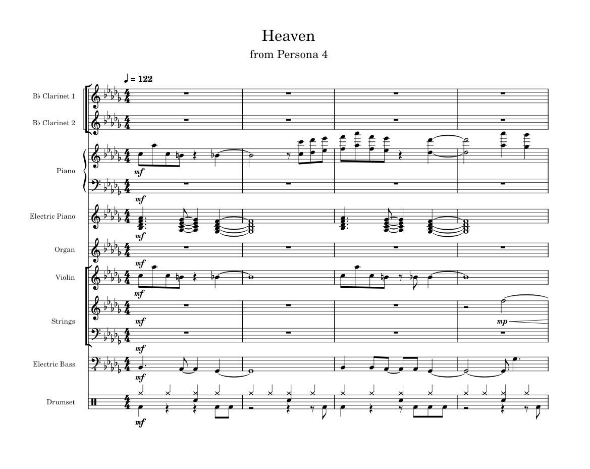 Heaven (from Persona 4) Sheet Music for Piano, Organ, Clarinet in b ...