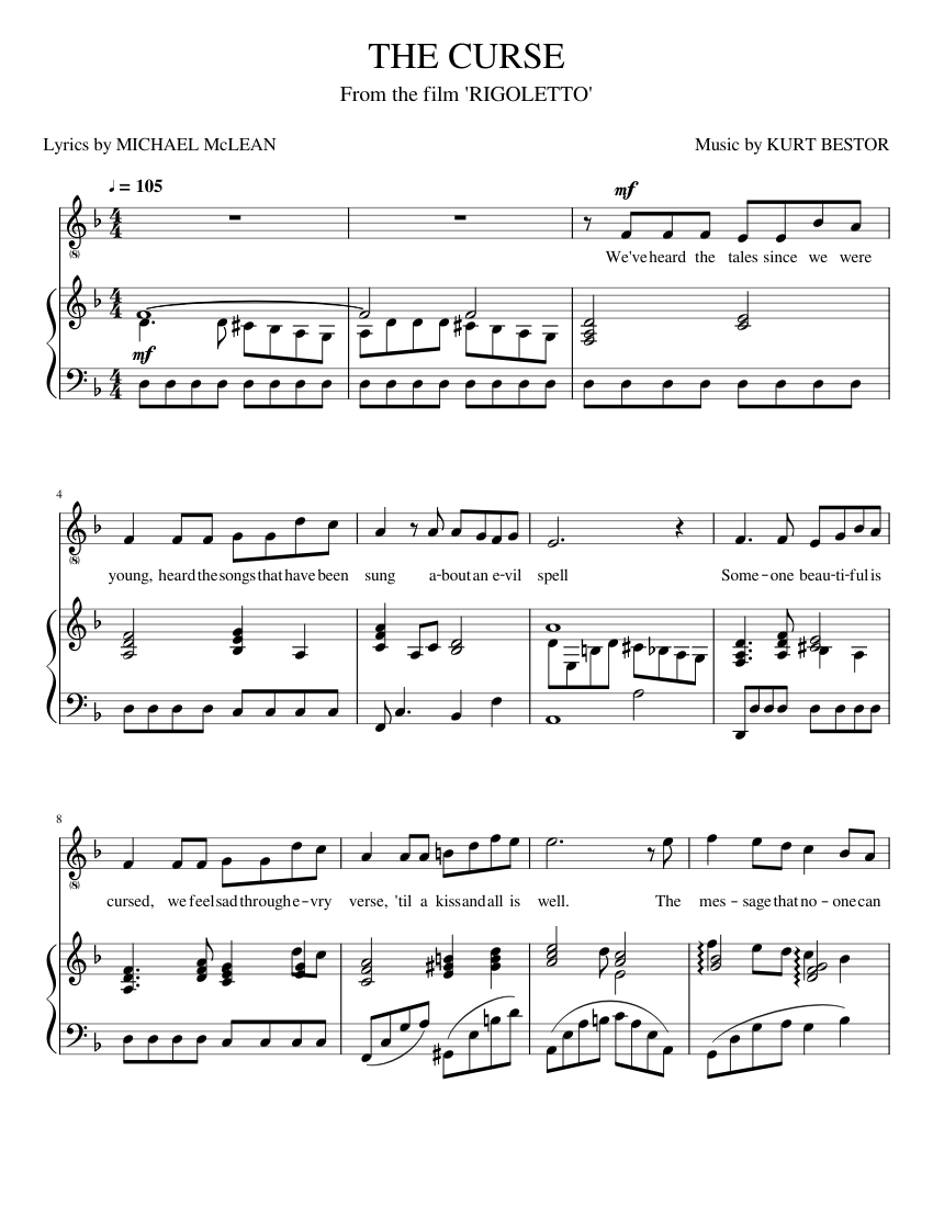 THE CURSE Sheet music for Piano, Vocals (Piano-Voice) | Musescore.com