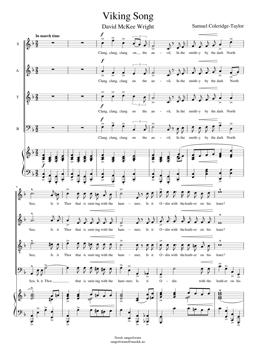 Viking Song Sheet music for Piano, Vocals (Choral) | Musescore.com