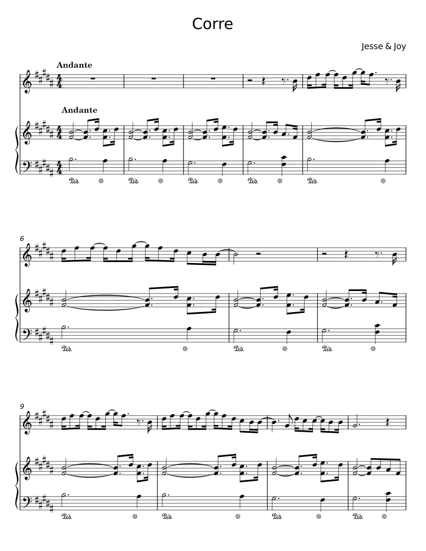 ¡corre - Jesse & Joy Sheet music for Piano, Guitar (Mixed Duet ...