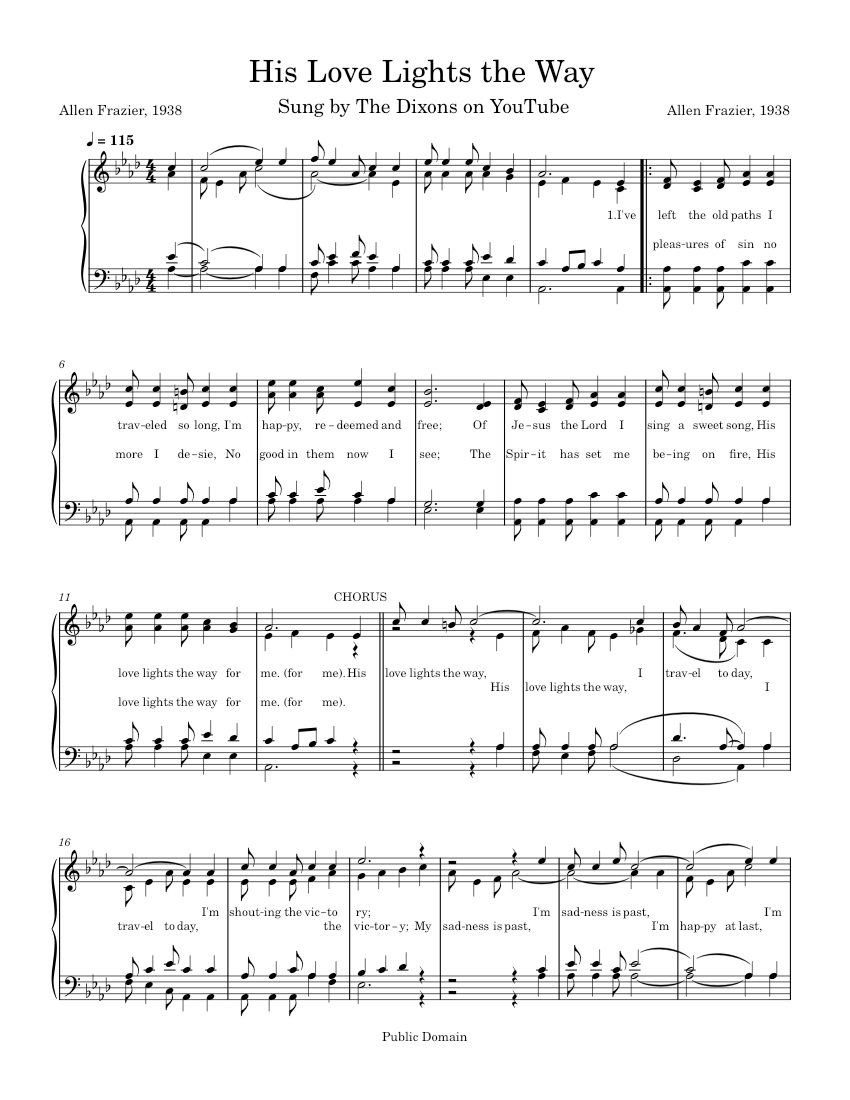 His Love Lights the Way Sheet Music for Piano (Solo) Easy | MuseScore.com