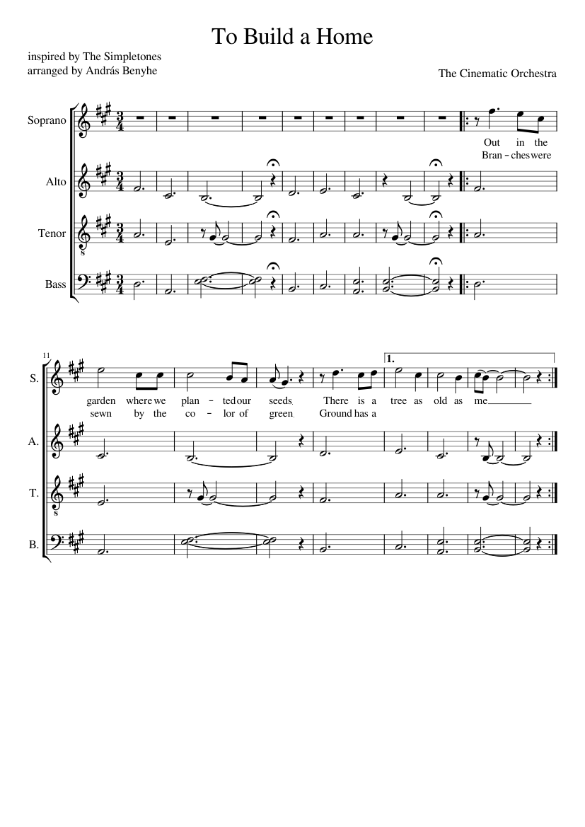 To Build A Home acapella Sheet Music for Soprano, Alto, Tenor, Bass ...