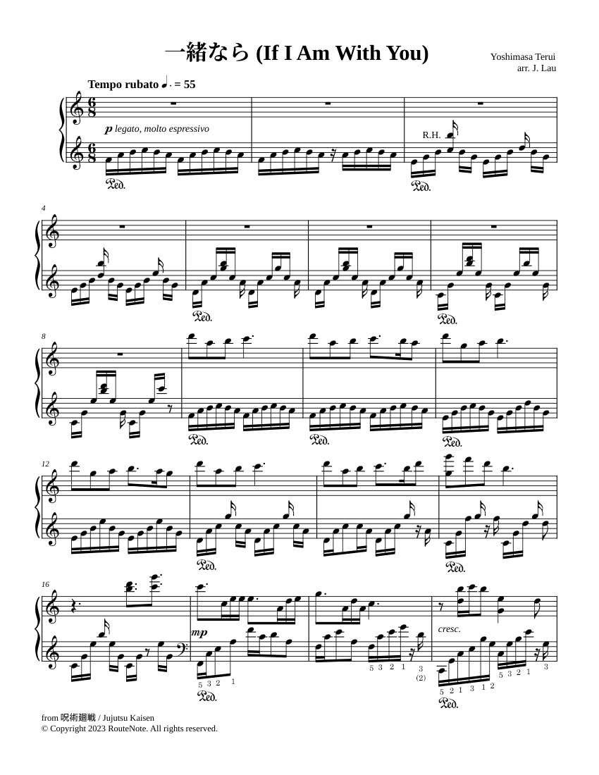 If I Am With You – Yoshimasa Terui from Jujutsu Kaisen Sheet Music for ...