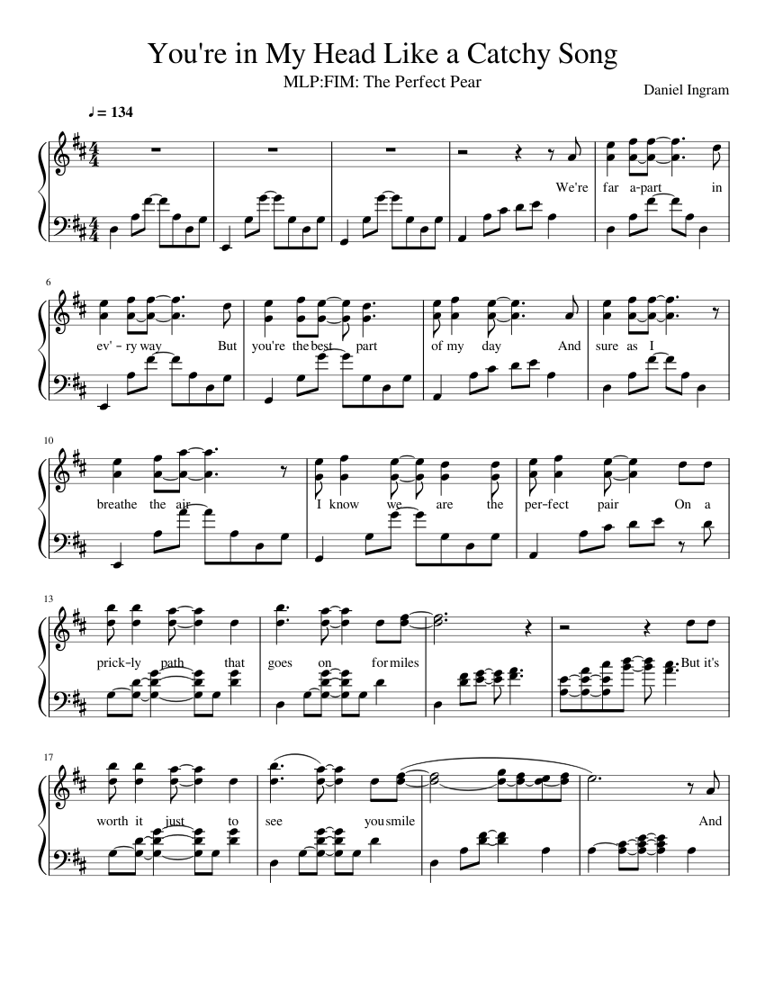 You're in My Head Like a Catchy Song Sheet Music for Piano (Solo) easy ...