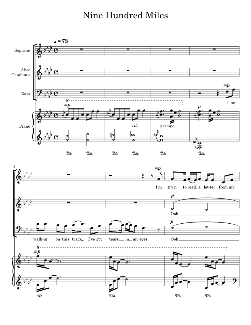 Nine Hundred Miles – Philip E. Silvey Sheet music for Piano, Soprano ...