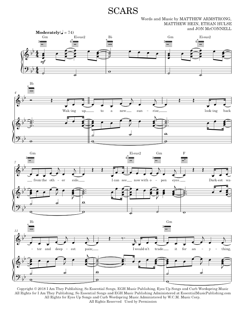 Play Official version of Scars sheet music by I Am They for Piano ...