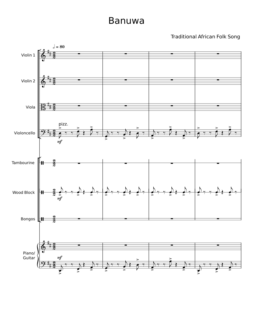 Banuwa Sheet music for Piano, Violin, Viola, Cello & more instruments ...