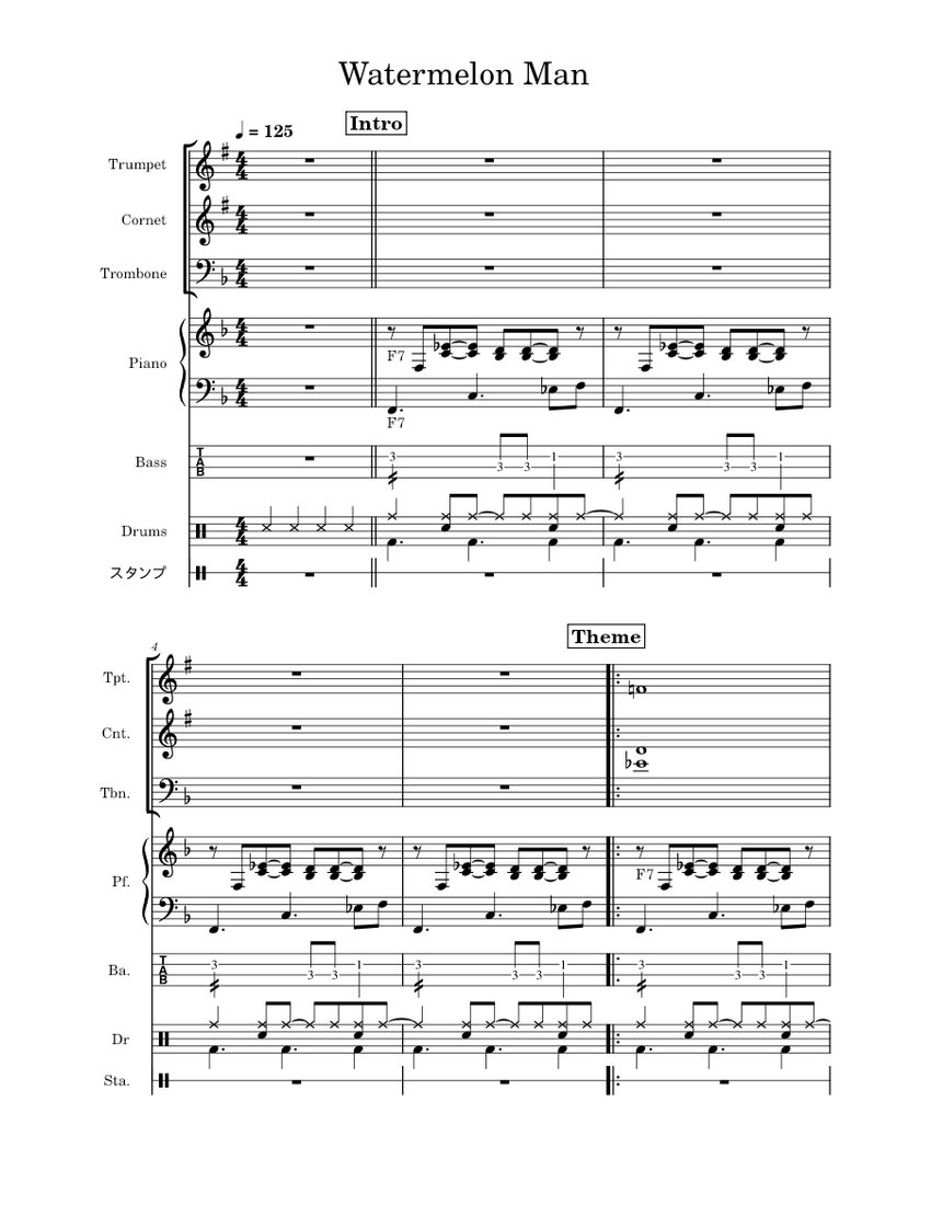 Watermelon man – Herbie Hancock Sheet music for Piano, Trombone, Cornet ...
