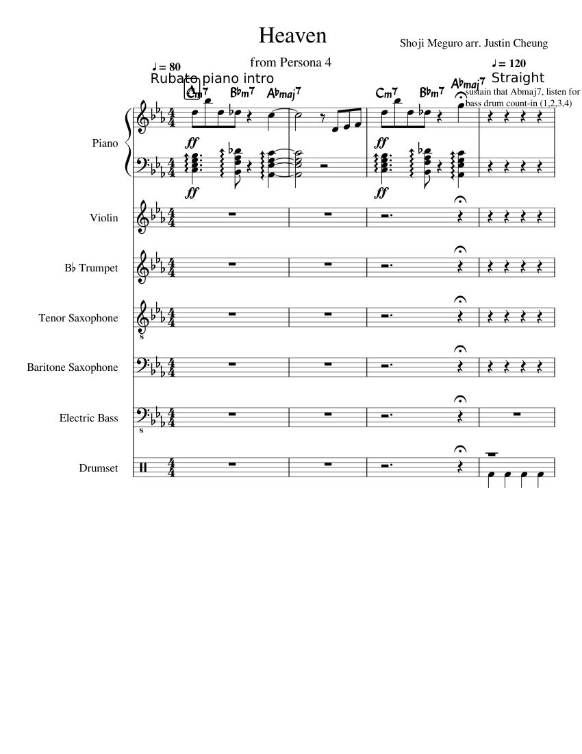 Heaven (from Persona 4) - Jazz Arrangement Sheet Music with Chords for ...
