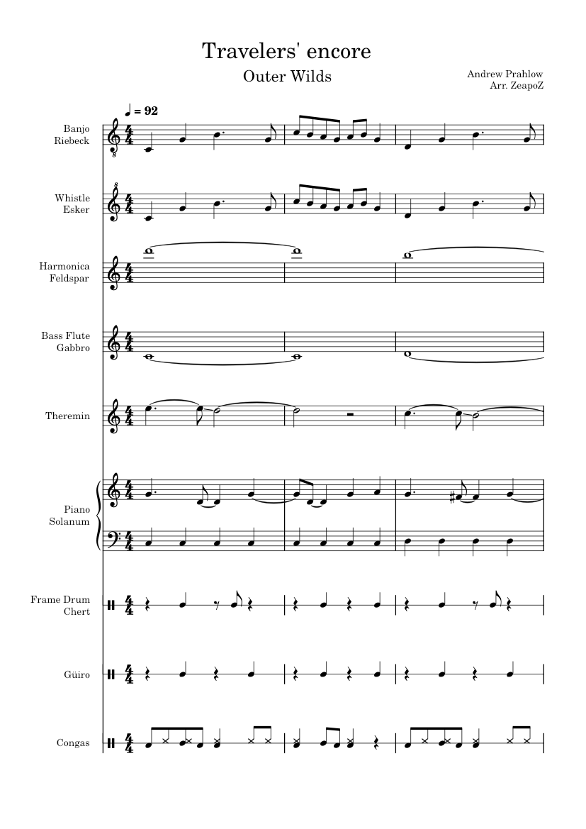 Travelers' encore - Outer Wilds Sheet Music for Piano, Harmonica, Synthesizer, Flute other ...