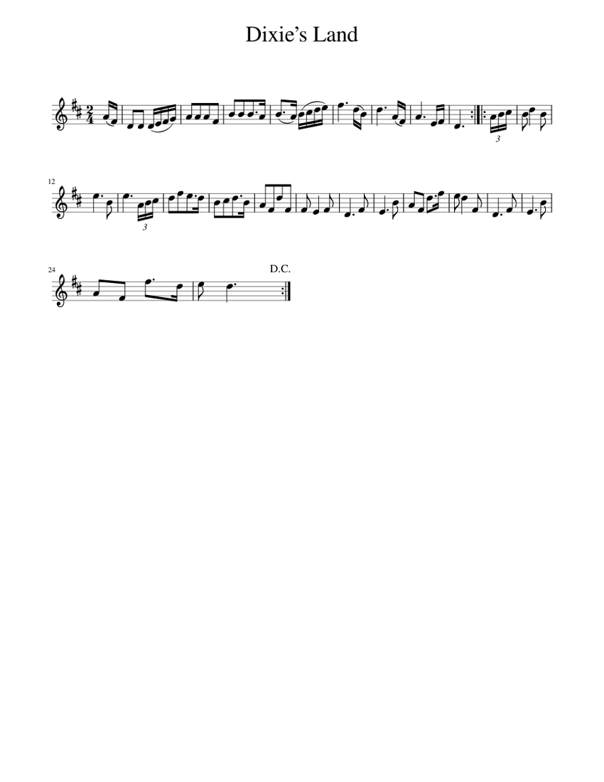 Dixie’s Land Sheet music for Piano (Solo) Easy | Musescore.com