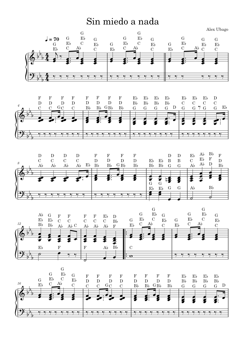 Sin miedo a nada – Álex Ubago Sin miedo a nada – Alex Ubago Sheet Music ...