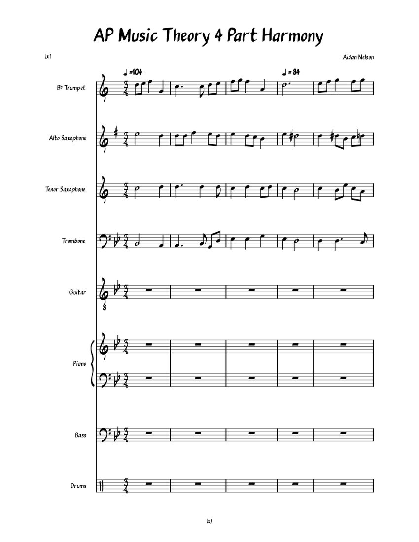 AP_Music_Theory_4_Part_Harmony Sheet music for Piano, Trombone ...