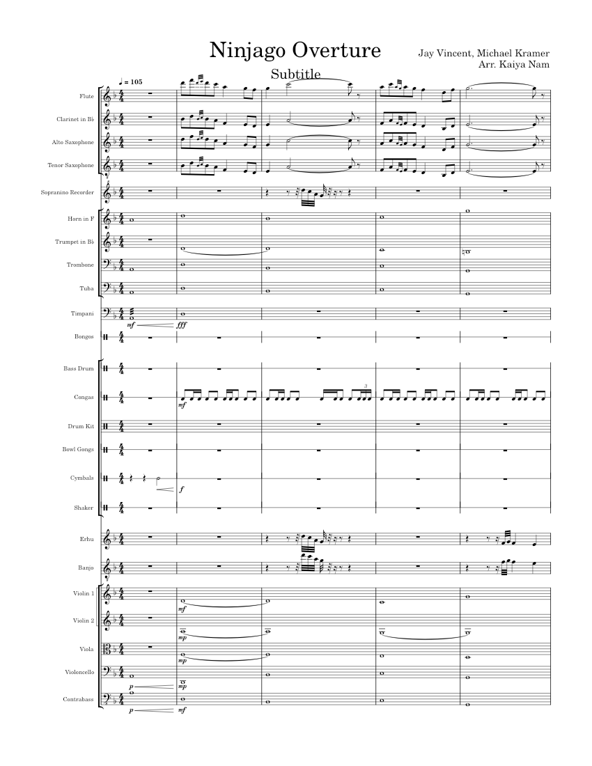 Lego Ninjago Overture – Jay Vincent and Michael Kramer Sheet Music for ...