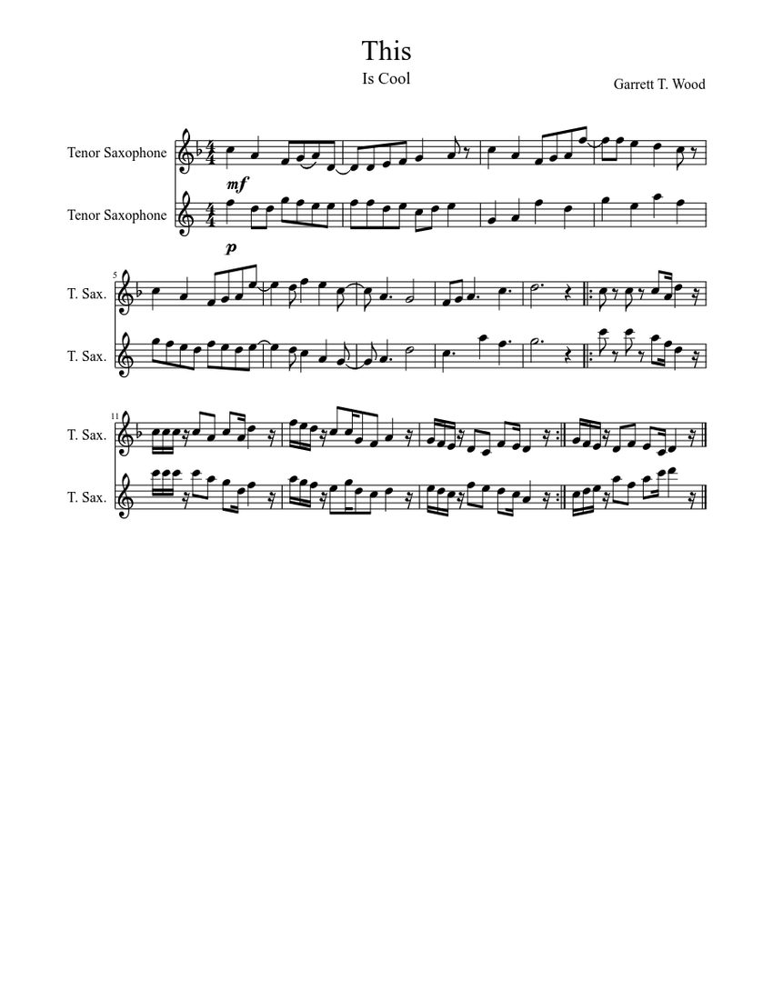 This Is Cool (Tenor Sax Duet) Sheet music for Saxophone (Tenor ...