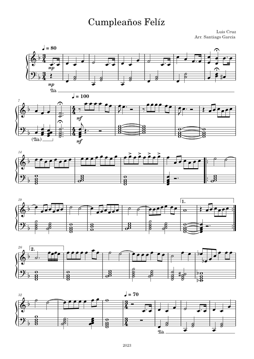 Cumpleaños Felíz Sheet music for Piano (Solo) Easy | Musescore.com