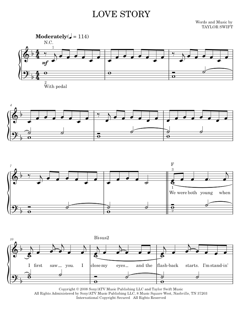 love story Sheet music for Piano by Taylor Swift Official | MuseScore.com