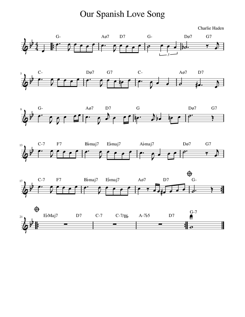 Our Spanish Love Song Sheet music for Trumpet in b-flat (Solo ...