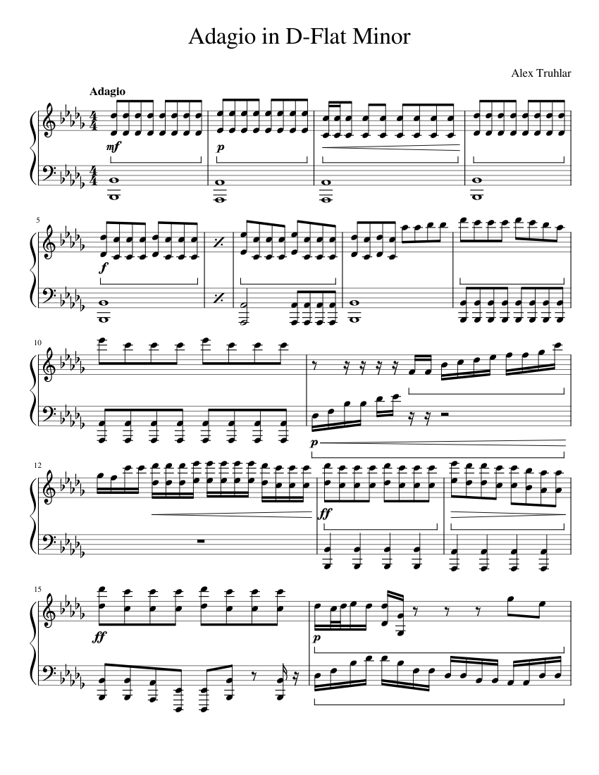 Adagio in D-Flat Minor Sheet music for Piano (Solo) | Musescore.com