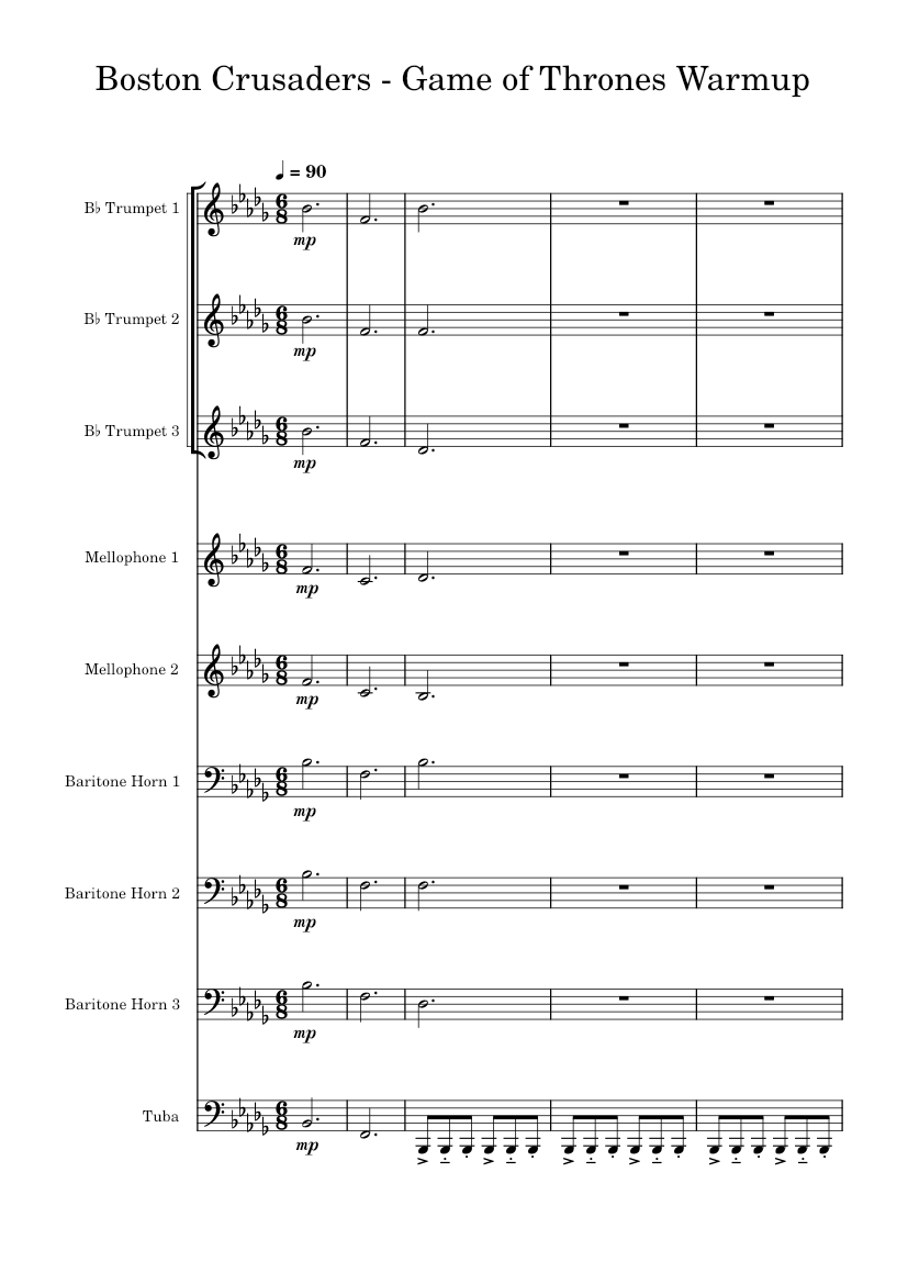Boston Crusaders - Game of Thrones Warmup Sheet Music for Tuba ...