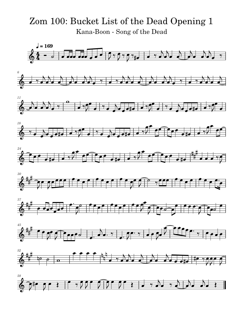 Zom 100: Bucket List of the Dead Opening 1 Sheet Music for Flute (Solo) | MuseScore.com