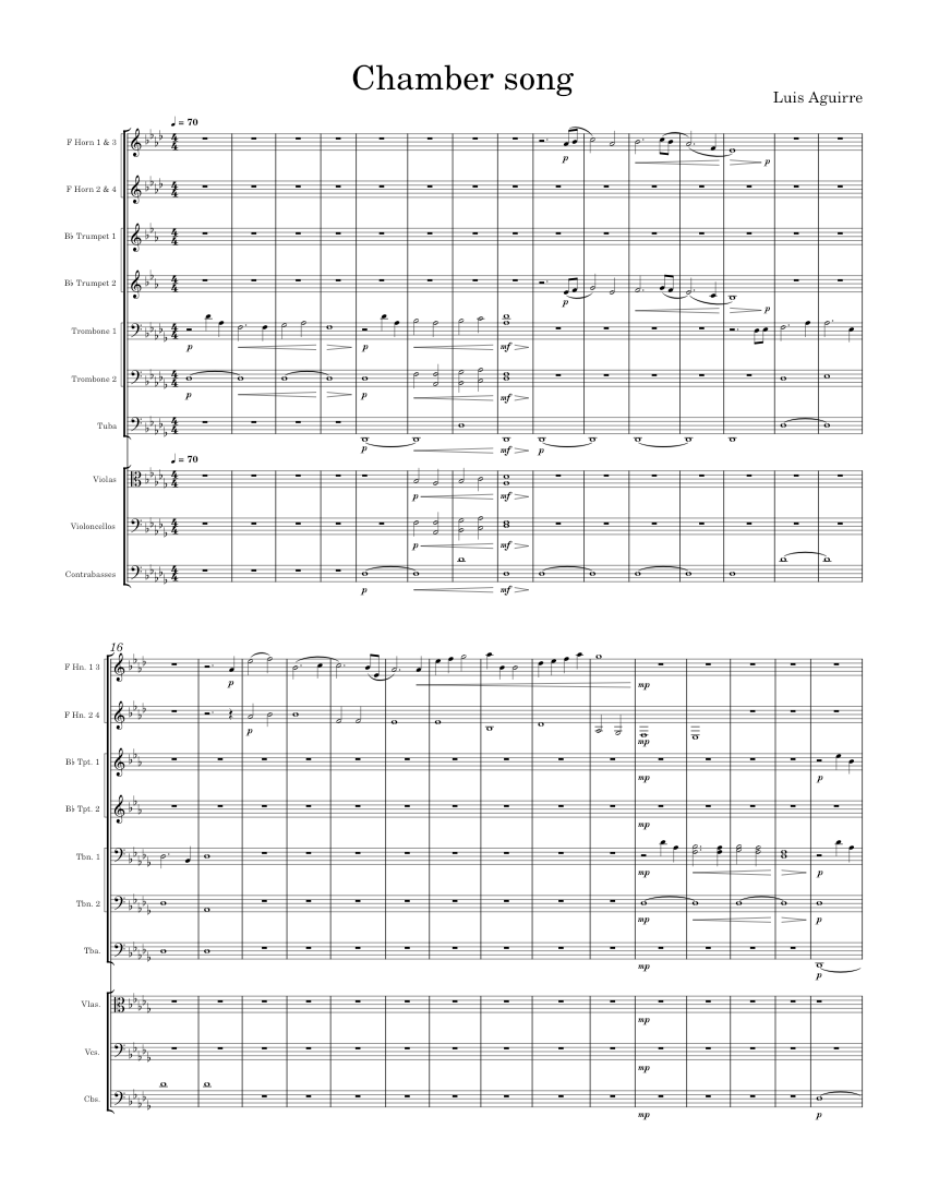 Chamber Song Sheet music for Trombone, Tuba, French horn, Strings group ...