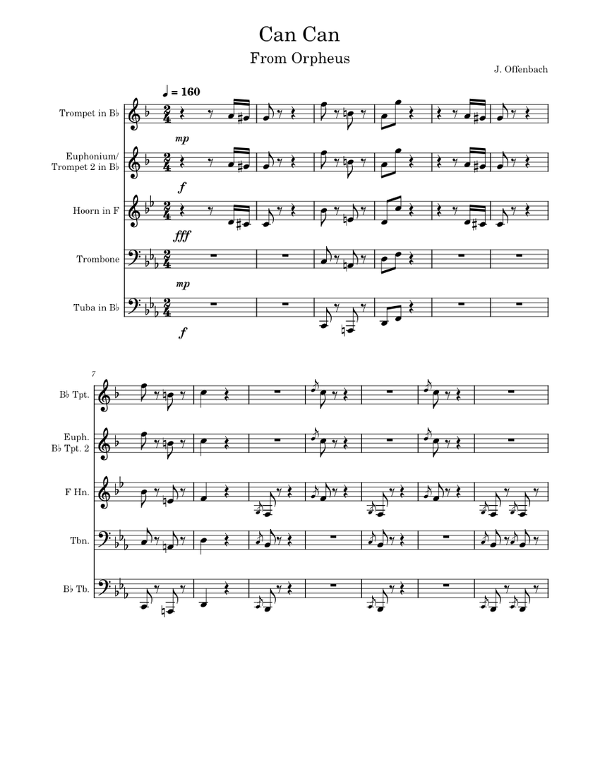 Can-Can – Jacques Offenbach Sheet music for Trombone, Euphonium, Tuba ...