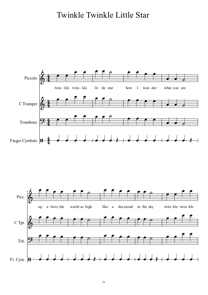 Twinkle Twinkle Little Star Violin Notes Letters