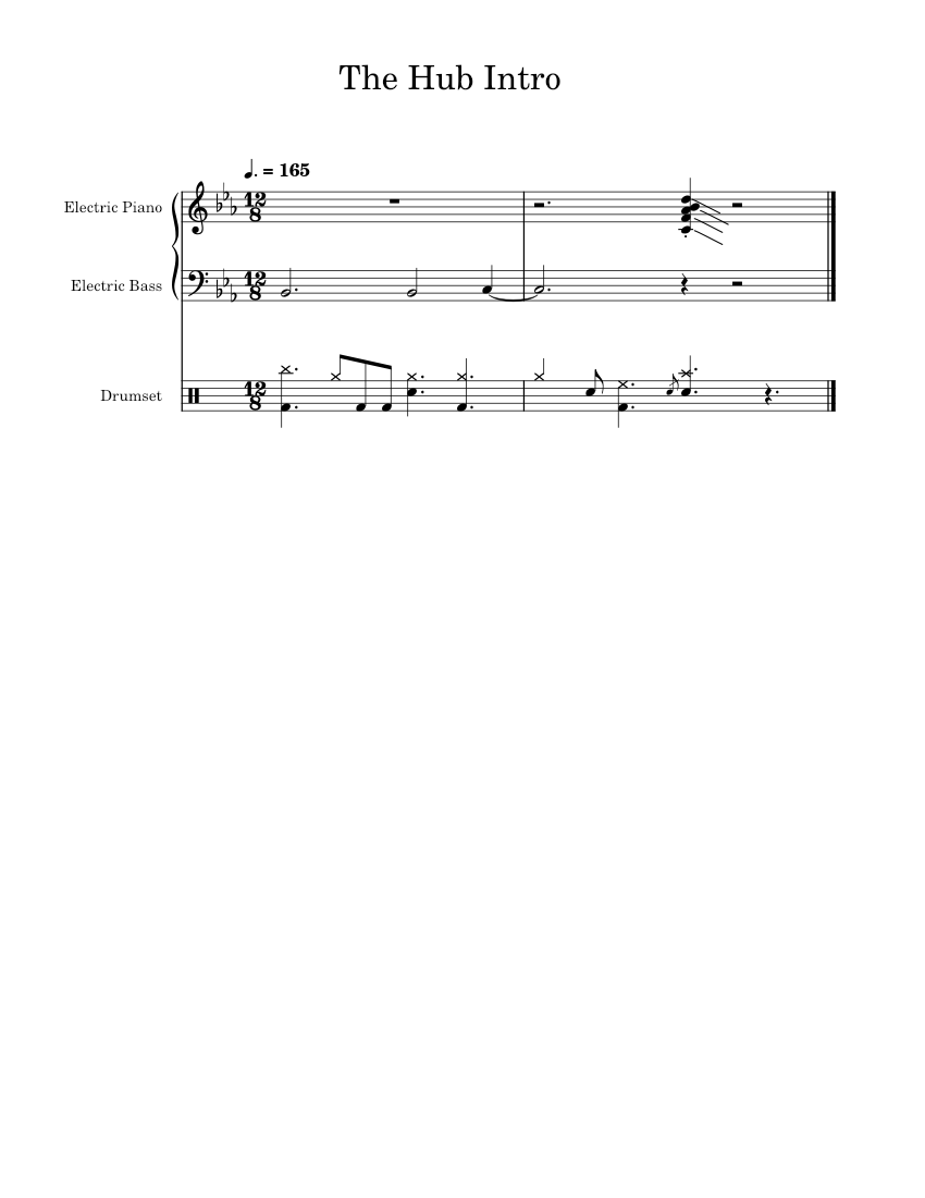 The Hub Intro Sheet Music for Piano, Bass guitar, Drum group (Mixed ...