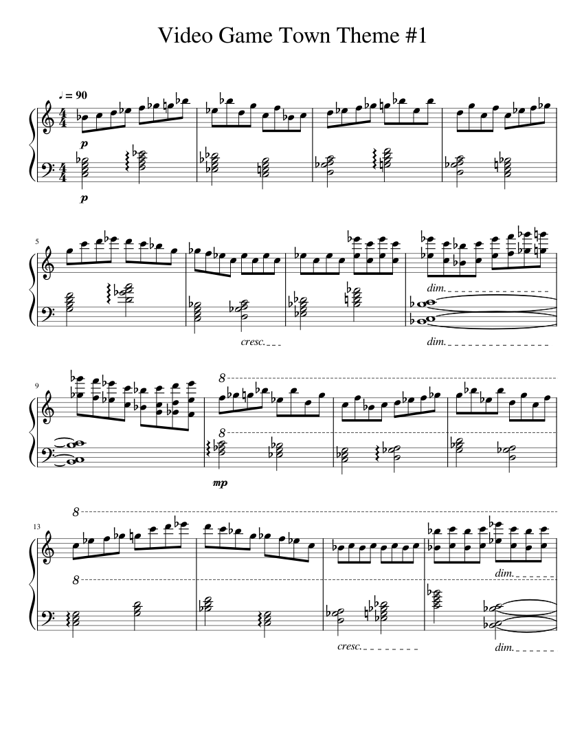 Video Game Town Theme #1 Sheet music for Piano (Solo) Easy | Musescore.com