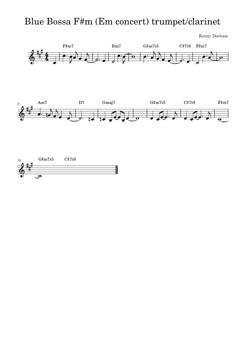 Blue bossa – Kenny Dorham Blue_Bossa_F#m_(Em_concert)_trumpet_clarinet ...