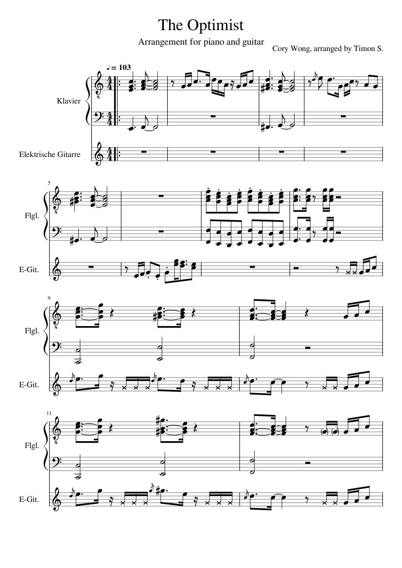 The Optimist Sheet Music with Chords for Piano, Guitar (Mixed Duet ...