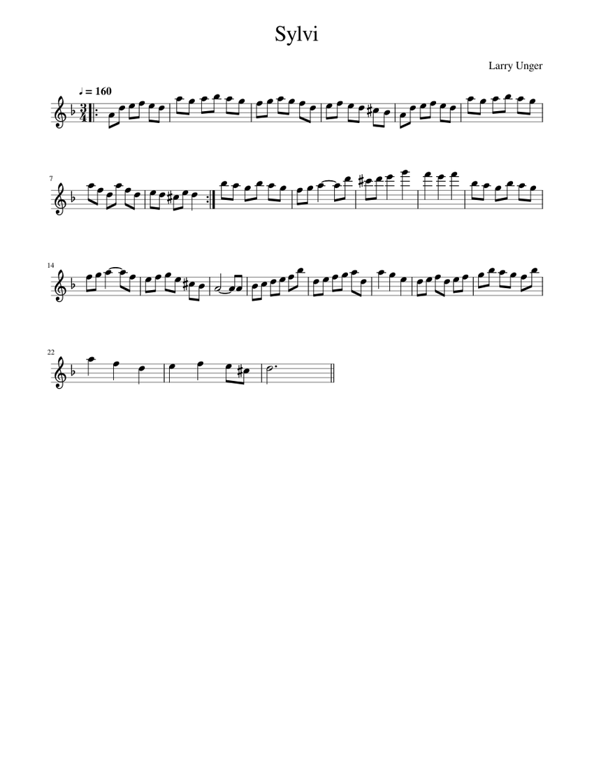 Larry Unger - Sylvi Sheet music for Piano (Solo) Easy | Musescore.com