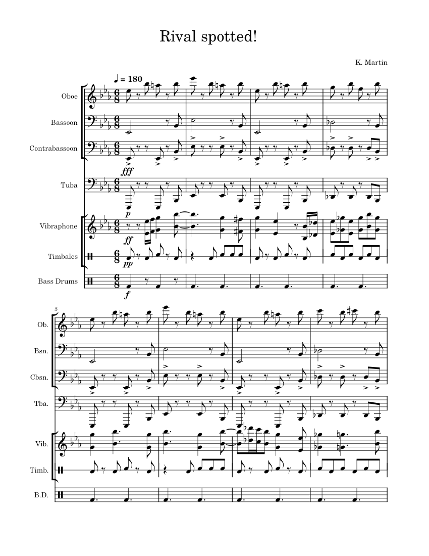 Rival_spotted! Sheet music for Tuba, Oboe, Bassoon, Vibraphone & more ...