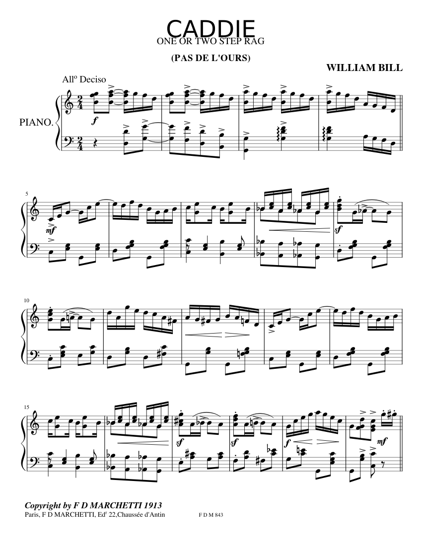 Caddie (1913) Sheet music for Piano (Solo) | Musescore.com