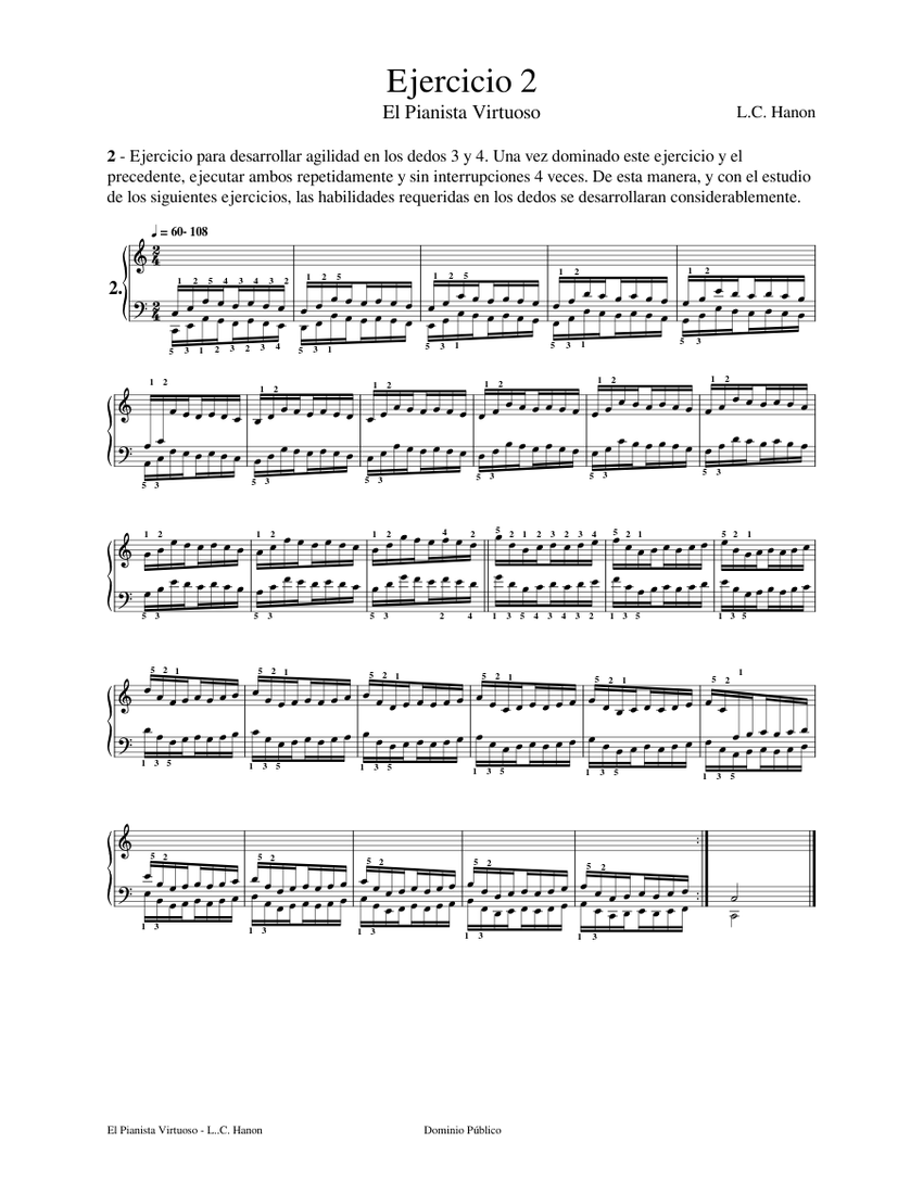 Ejercicio 2 - El Pianista Virtuoso - L.C.Hanon - piano tutorial