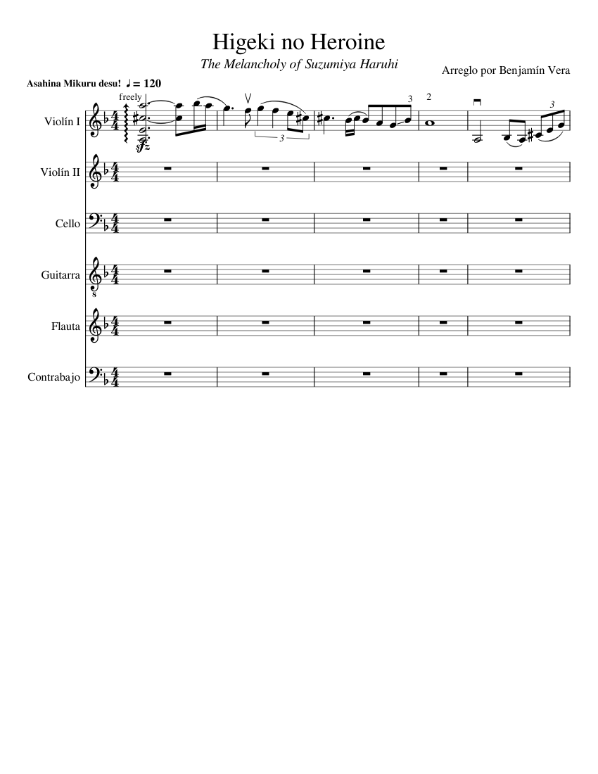 Higeki no Heroine (a.k.a. Tragic Heroine) Sheet music for Flute ...