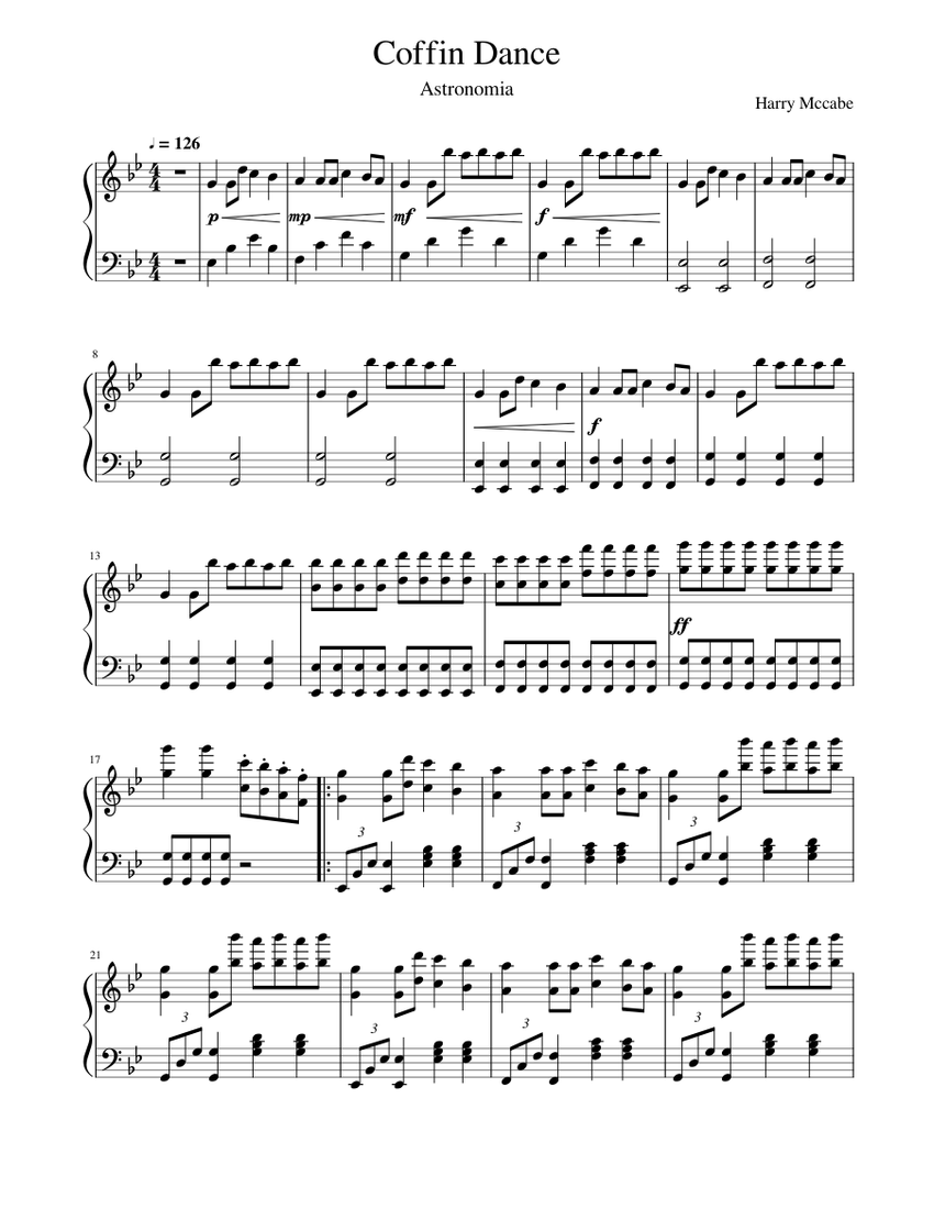 Coffin Dance Sheet music for Piano (Solo) | Musescore.com