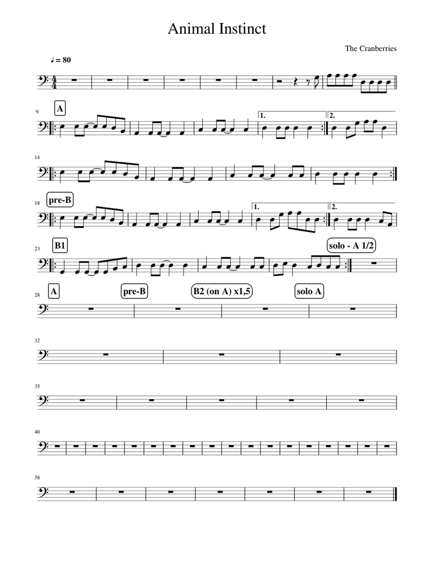 Animal instinct - The Cranberries Sheet music for Piano (Solo) Easy ...