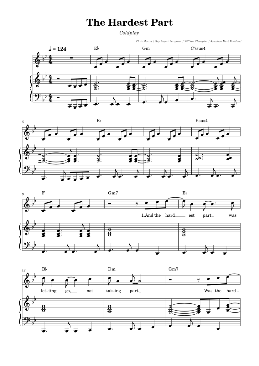 The Hardest Part - Coldplay Sheet music for Piano, Vocals (Piano-Voice ...