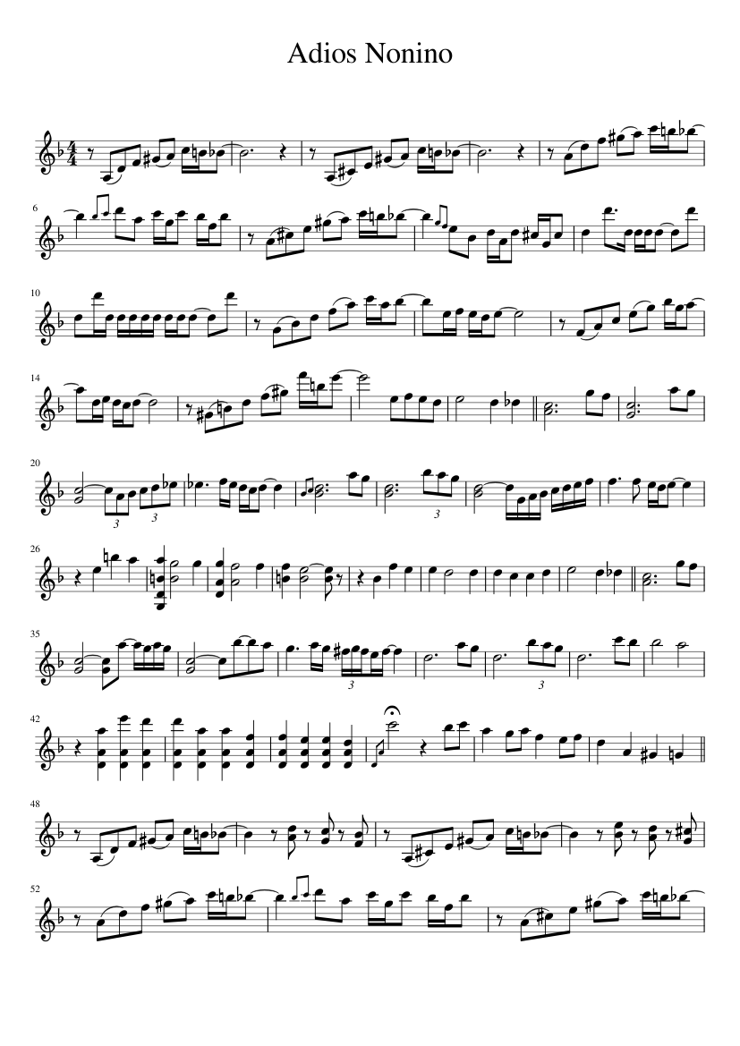 Adios nonino Sheet Music for Piano (Solo) Easy | MuseScore.com