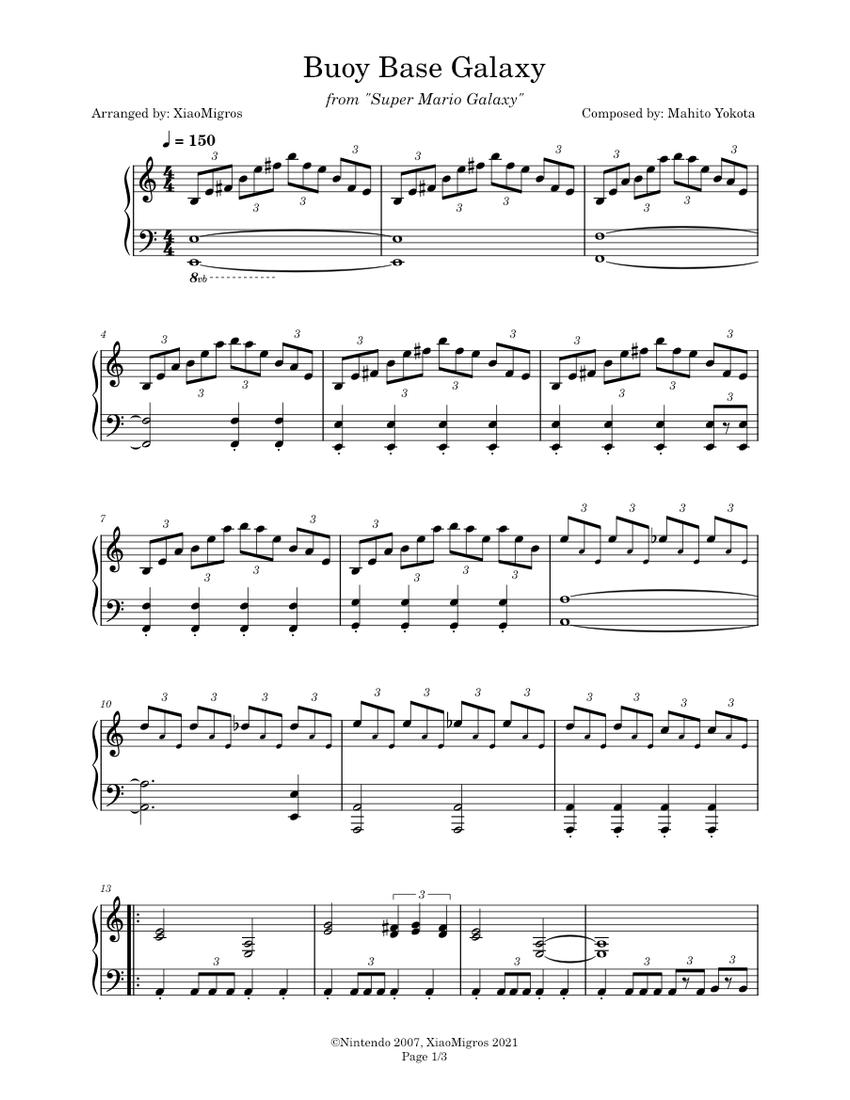 Buoy Base Galaxy - Super Mario Galaxy Sheet music for Piano (Solo ...