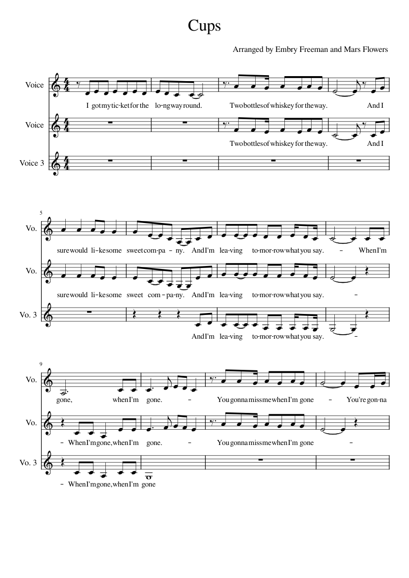 Cups (When I'm Gone) – Anna Kendrick Cups Cover (SAB) - Anna Kendrick ...