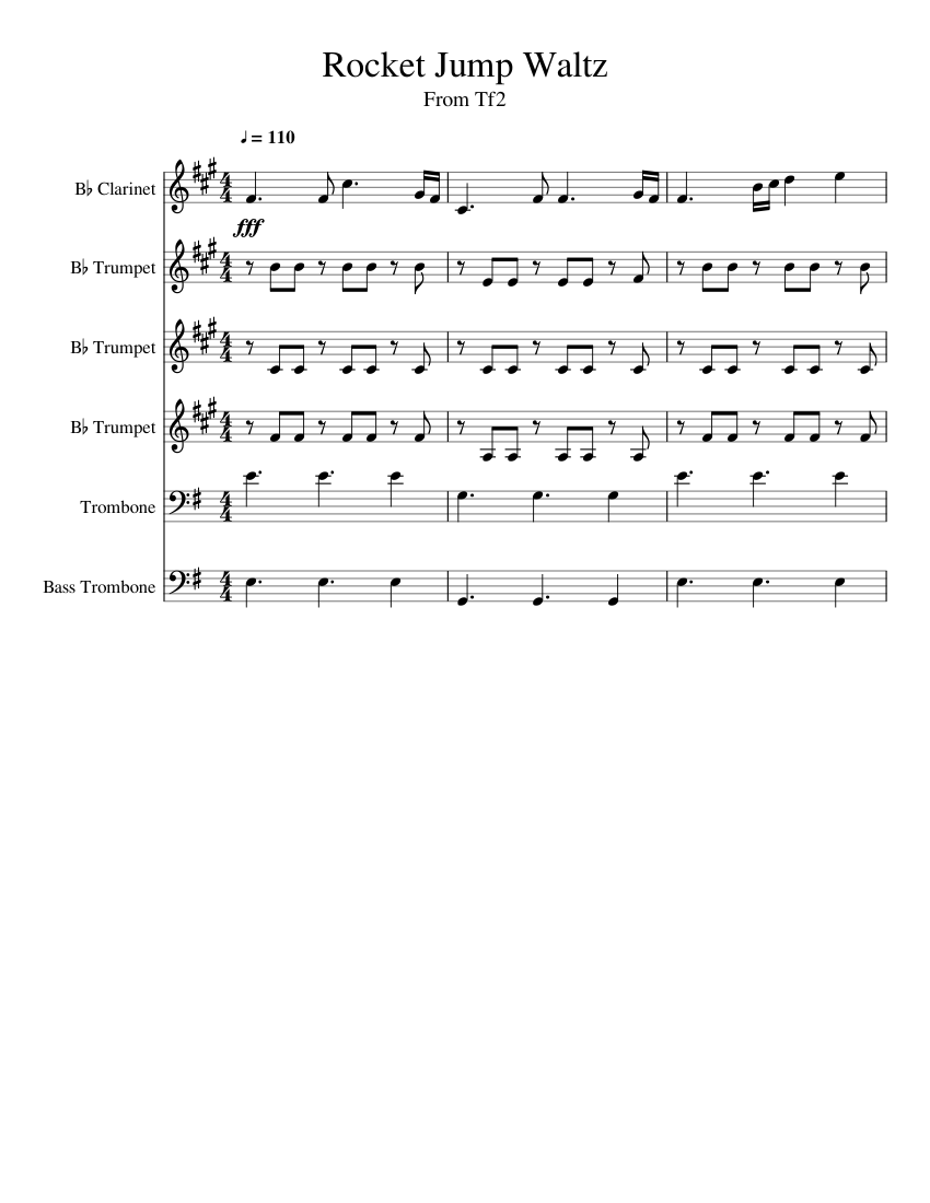 Rocket Jump Waltz (From Tf2) Arranged by: Kyle Norberg Sheet music for ...