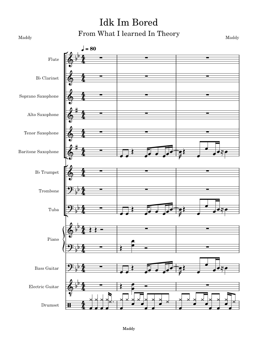 Idk Im Bored Sheet music for Piano, Trombone, Tuba, Flute & more ...