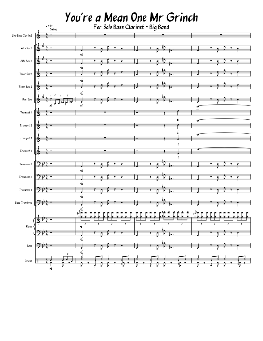 You're a Mean One Mr Grinch Sheet music for Piano, Trombone, Trombone ...